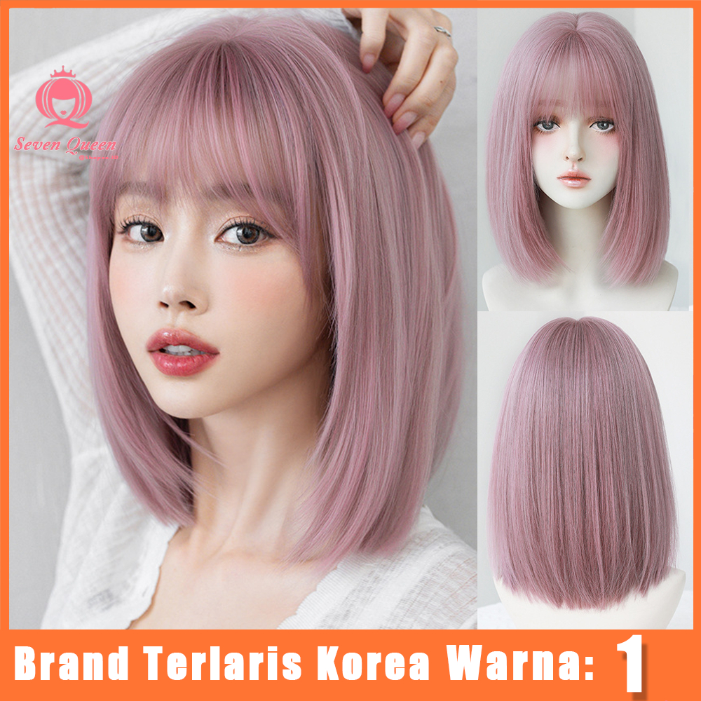Jual 7JHH 36cm D-133 Wig Short haired sweetheart pink Wanita Rambut ...