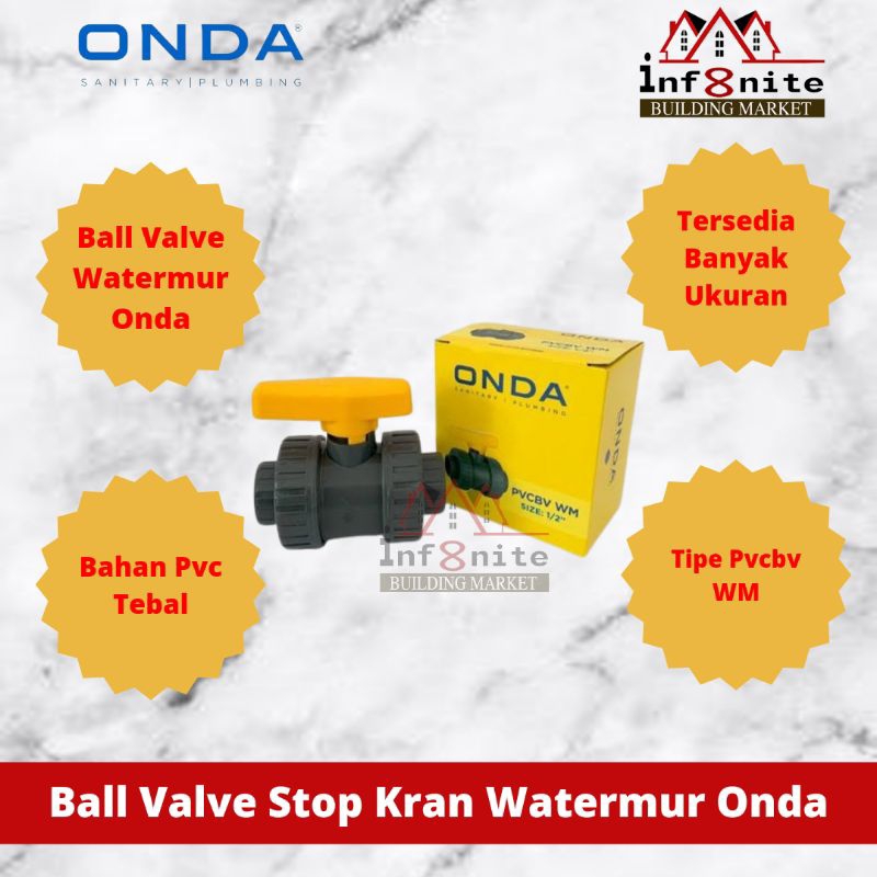 Jual Ballvalve Ball valve Watermur Onda 1/2 3/4 1" Inch Pvc Stop Kran ...