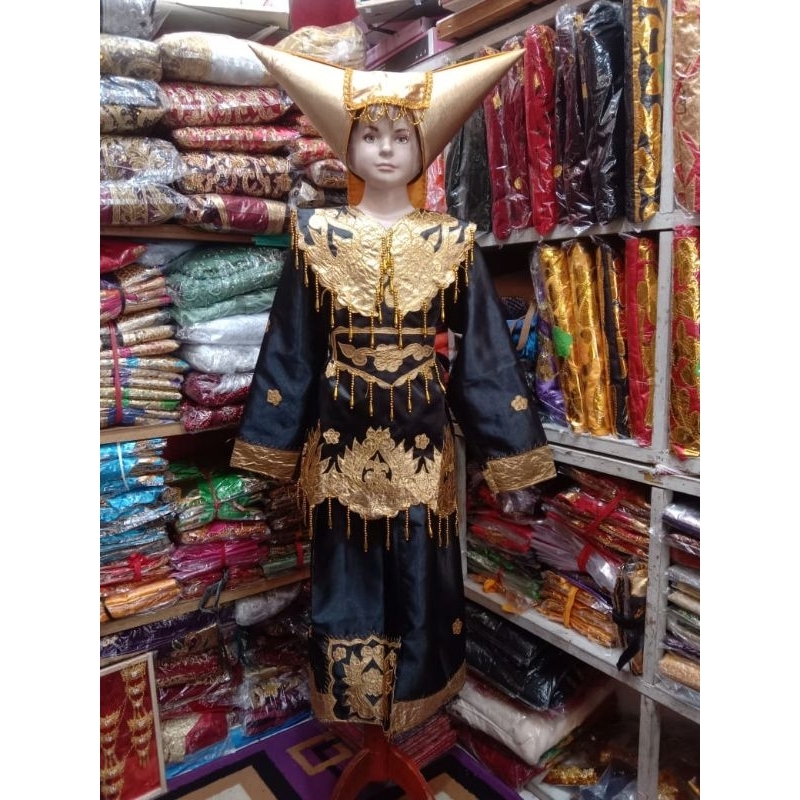 Jual Baju Tari Anak Padang/ Minang Motif Bordir Lengkap Topi Tanduk ...