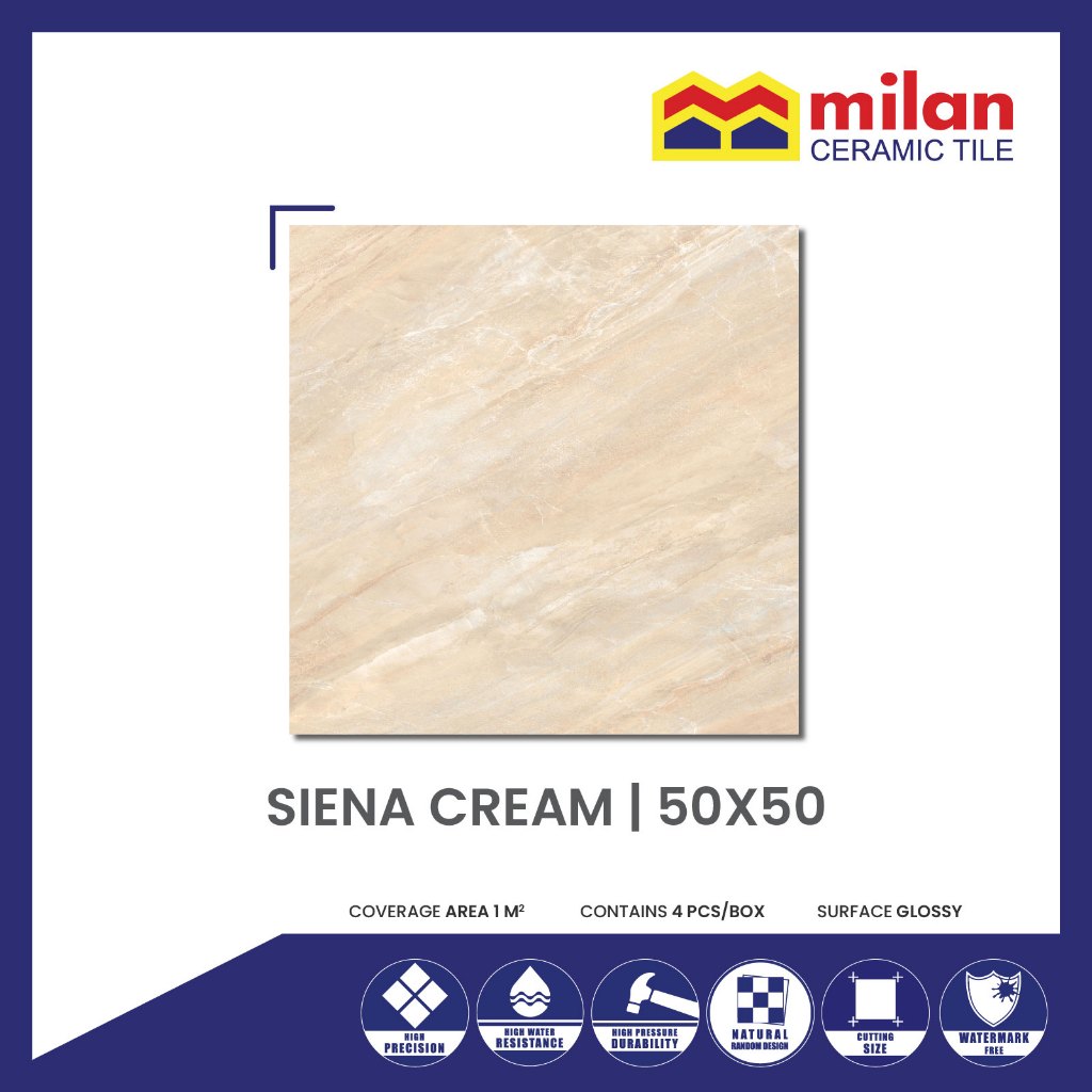 Jual MilanTiles - MILAN Siena Cream 50x50 cm Keramik Lantai Glossy ...