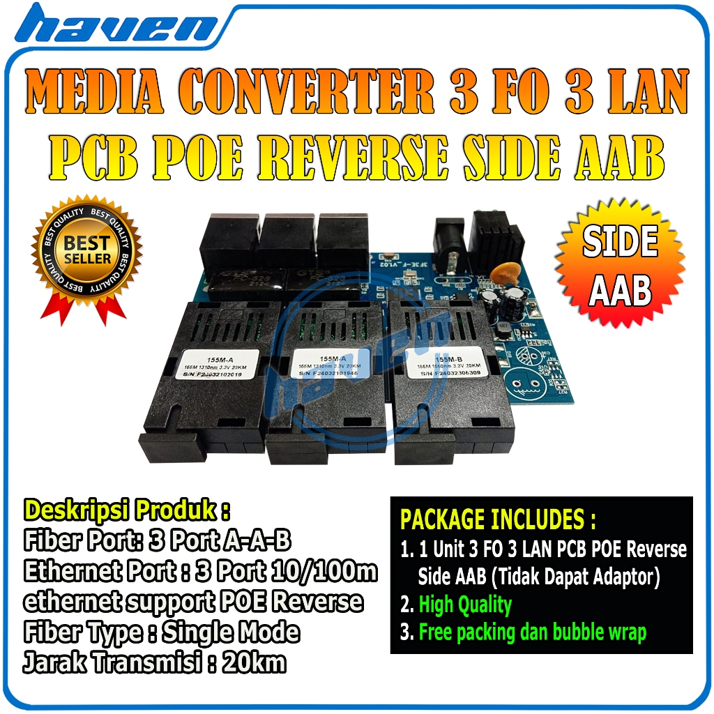 Jual Media Converter 3 FO 3 LAN 3 SC 3 RJ45 3F3E 10/100 Mbps PCB Board ...