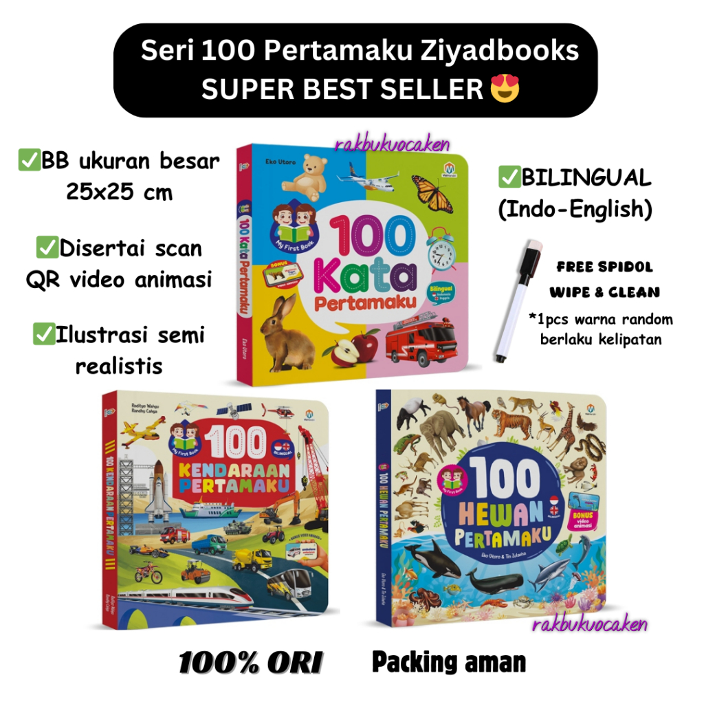 Jual Ready! BOARDBOOK Big Boardbook 1 2 3 Tahun 100 Kata Pertamaku/100 ...