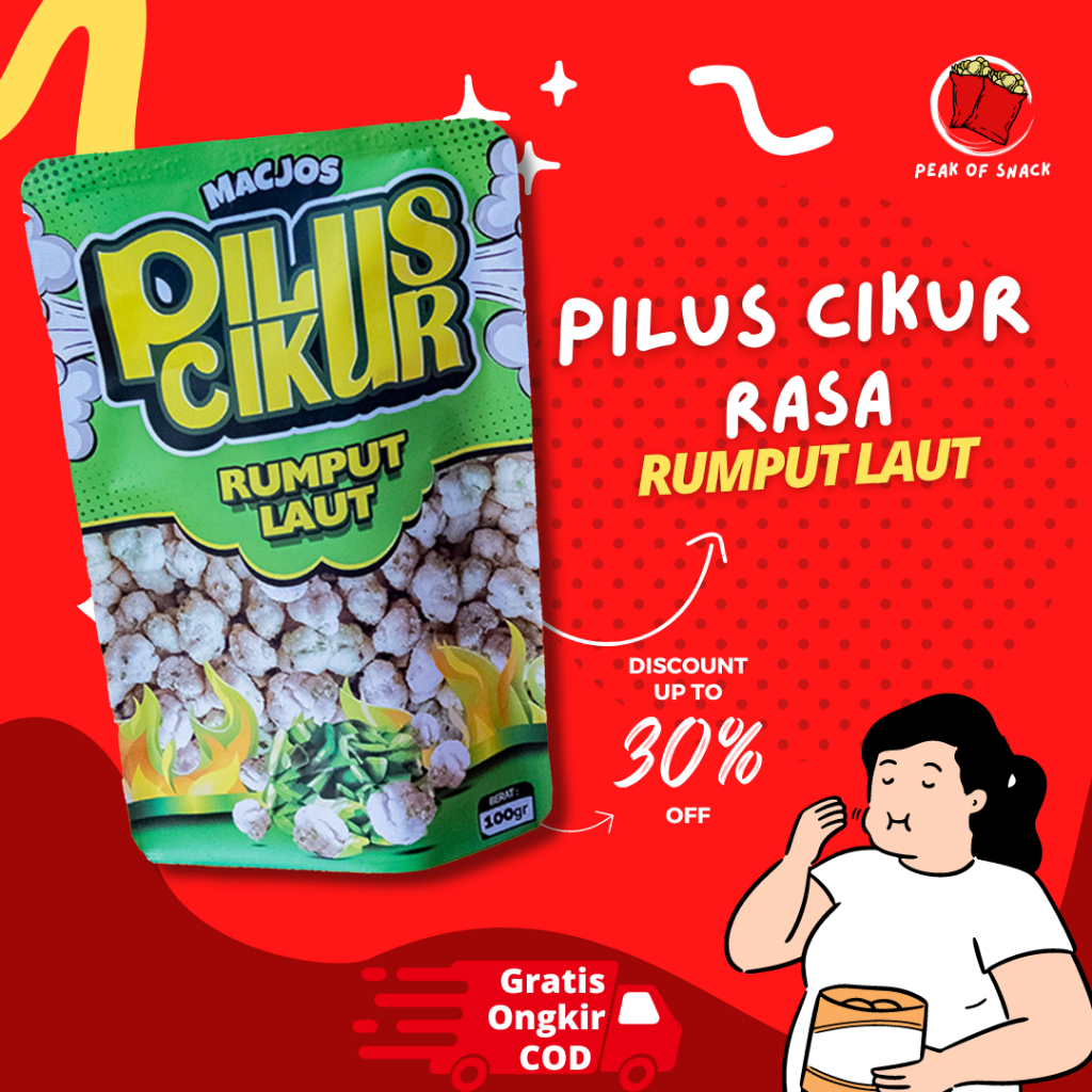 Jual PEAK OF SNACK - Pilus Cikur Rasa Rumput Laut dan Original Kemasan ...
