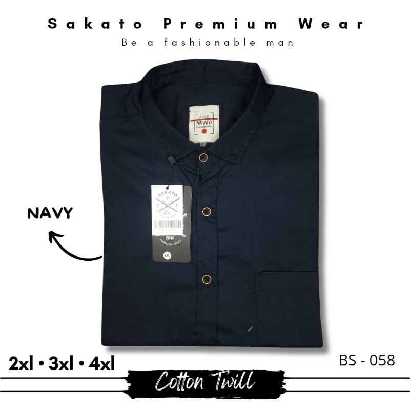 Jual BIG SIZE KEMEJA JUMBO POLOS SAKATO PREMIUM WEAR NAVY BLUE ORIGINAL ...