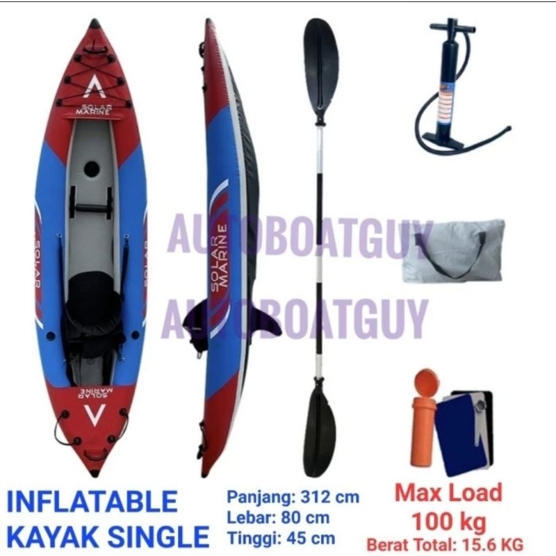 Jual Inflatable Kayak Single Solar Marine Perahu Karet Kayak Dayung 312 ...