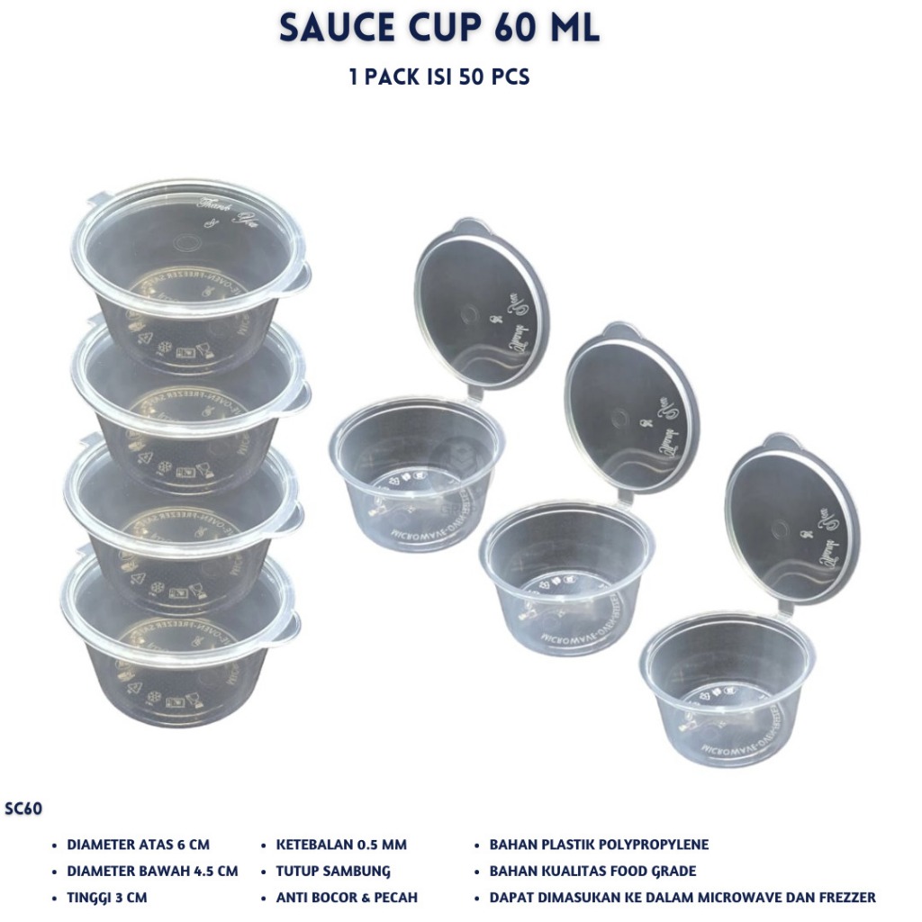 Jual Cup Sambel 60 Ml Sauce Cup 60 Ml Sauce (Isi 50 Pcs-SC60) | Shopee Indonesia