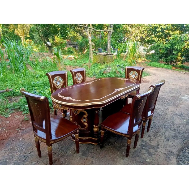 Jual Set Meja Makan 6 Kursi Kayu Jati Jepara, Meja Makan Kursi 6 Kayu Jati Jepara | Shopee Indonesia