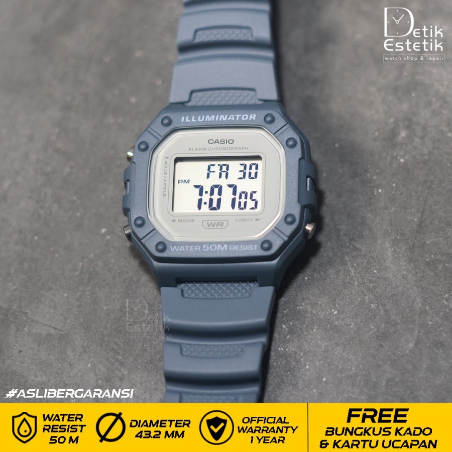 Jual Casio W218HC / W218HC2AV Digital Blue Natural Original Unisex ...