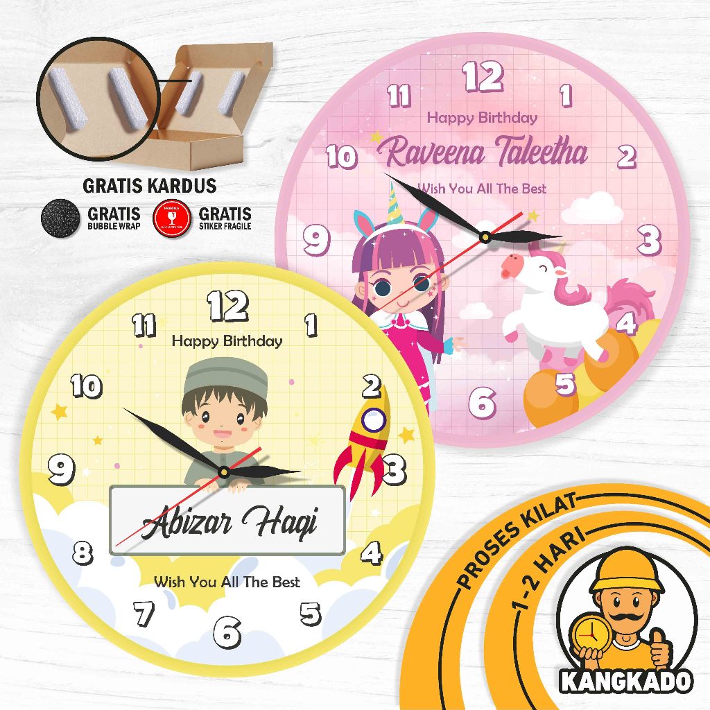 Jual JAM DINDING ULANG TAHUN HADIAH HAPPY BIRTHDAY SOUVENIR MEJA DUDUK ...