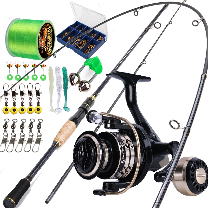 Jual Joran Pancing Full Set Sougayilang Carbon Fiber 1.8m 2 Sections with Aluminum Spool 1000 ...
