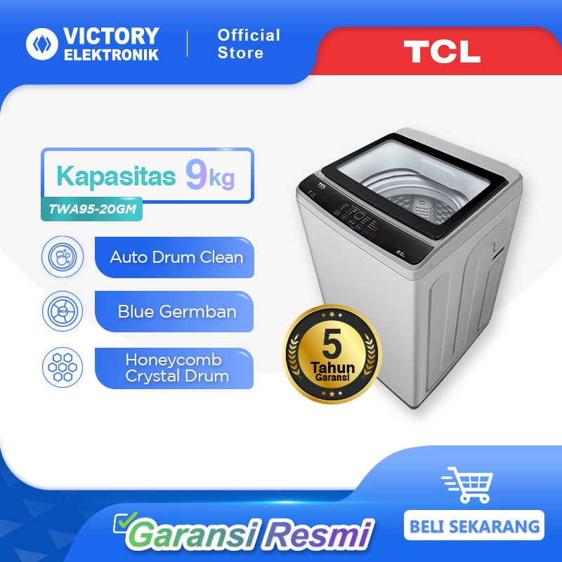 Jual [NEW] TCL MESIN CUCI TOP LOADING 9 KG - Honeycomb Crystal Drum ...
