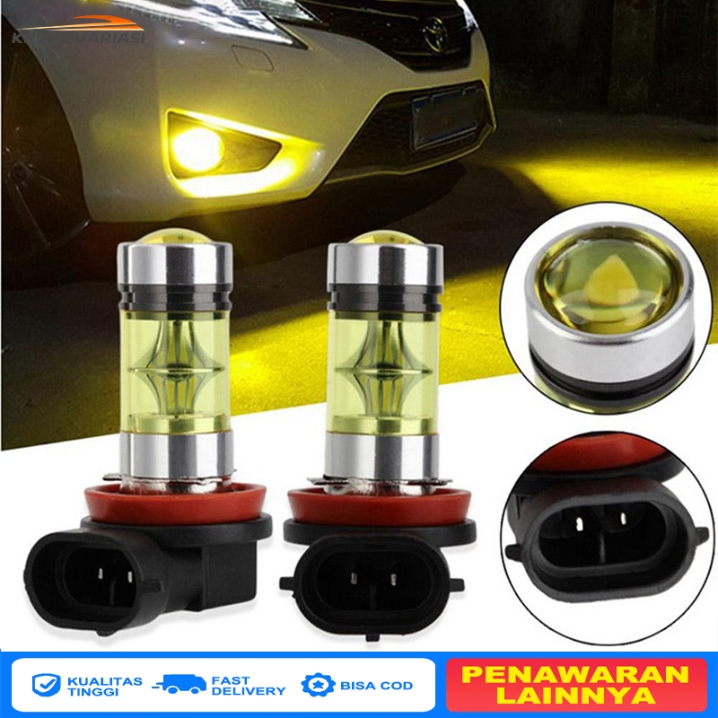Jual [SEPASANG]2pcs Lampu Kabut Led H11 H8 4300K 100W 1500LM Super Terang Warna Kuning Kabut ...