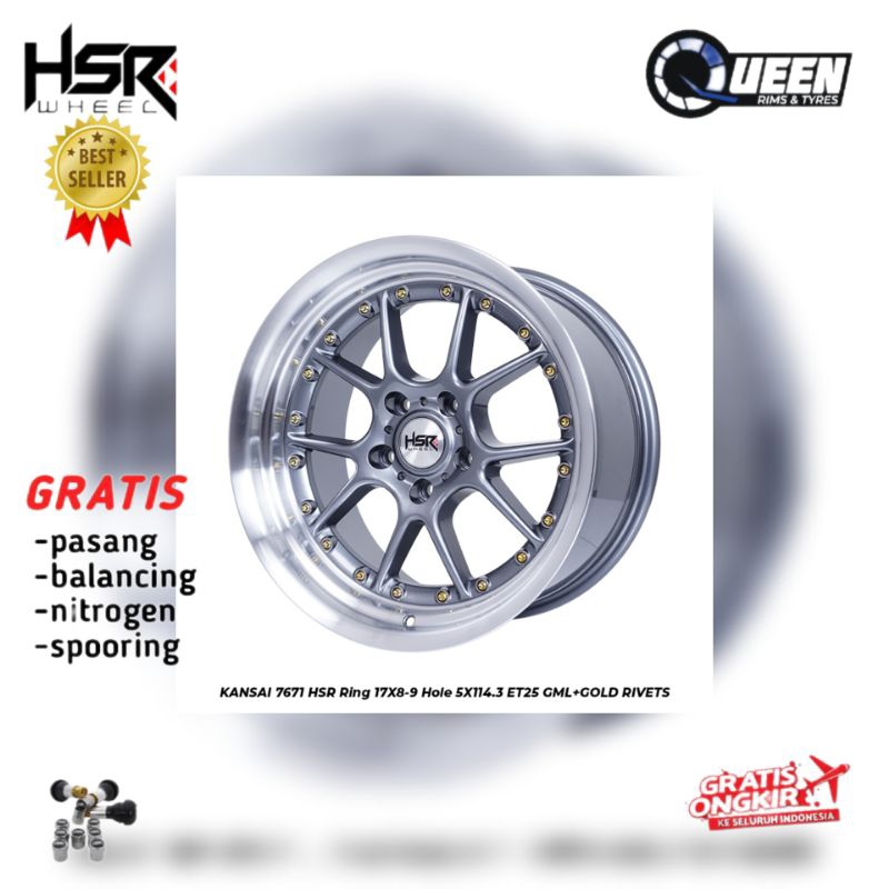 Jual VELG RACING R17 PCD 5x114,3 HSR KANSAI untuk mobil CRV, HRV, WRV, BRV, ACCORD, CIVIC NEW ...