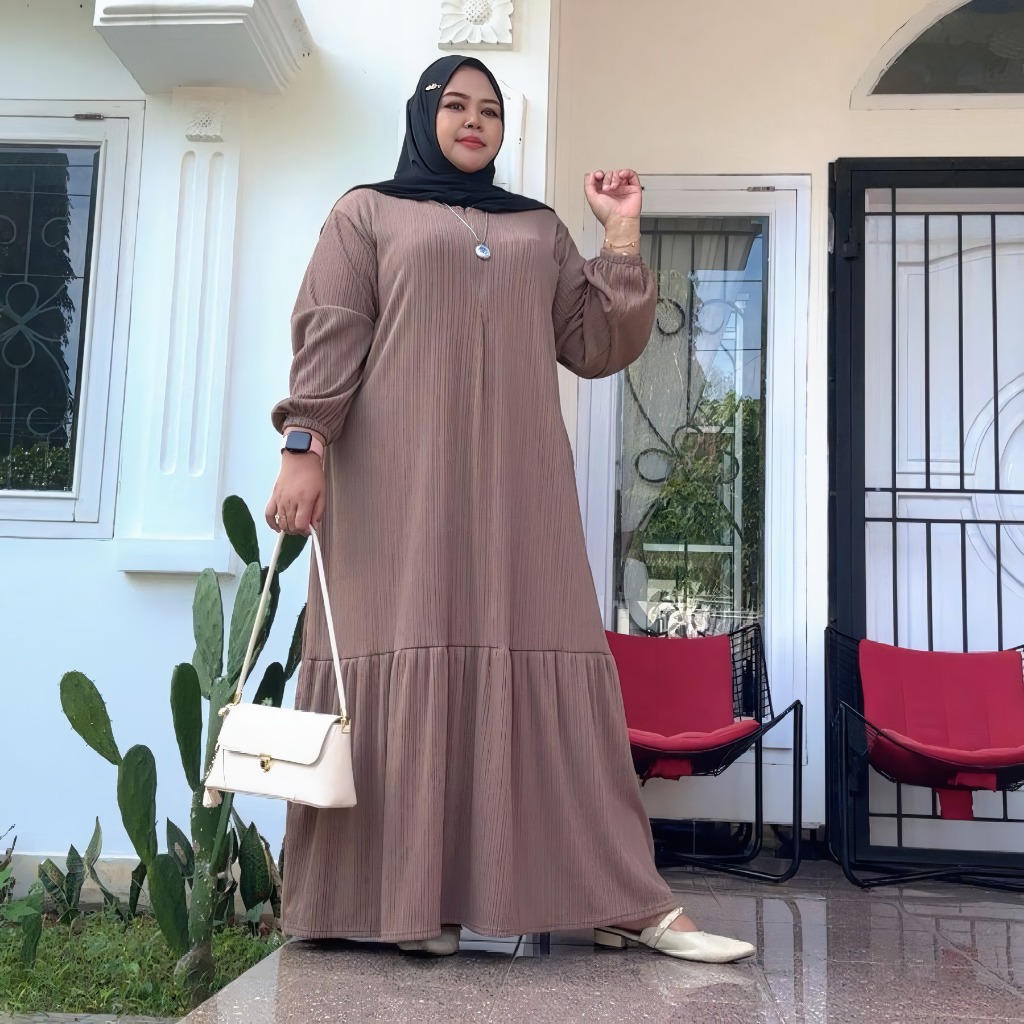 Jual SUPER JUMBO Dress Gamis Soraya BB 50 - 120kg Knit Condru Ruffle Bawah Knit Terbaru Big Size ...