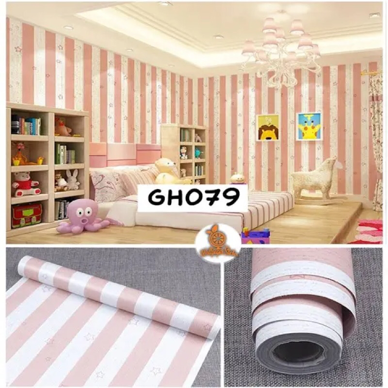 Jual Wallsticker / wallpaper / sticker dinding motif bintang salur pink | Shopee Indonesia