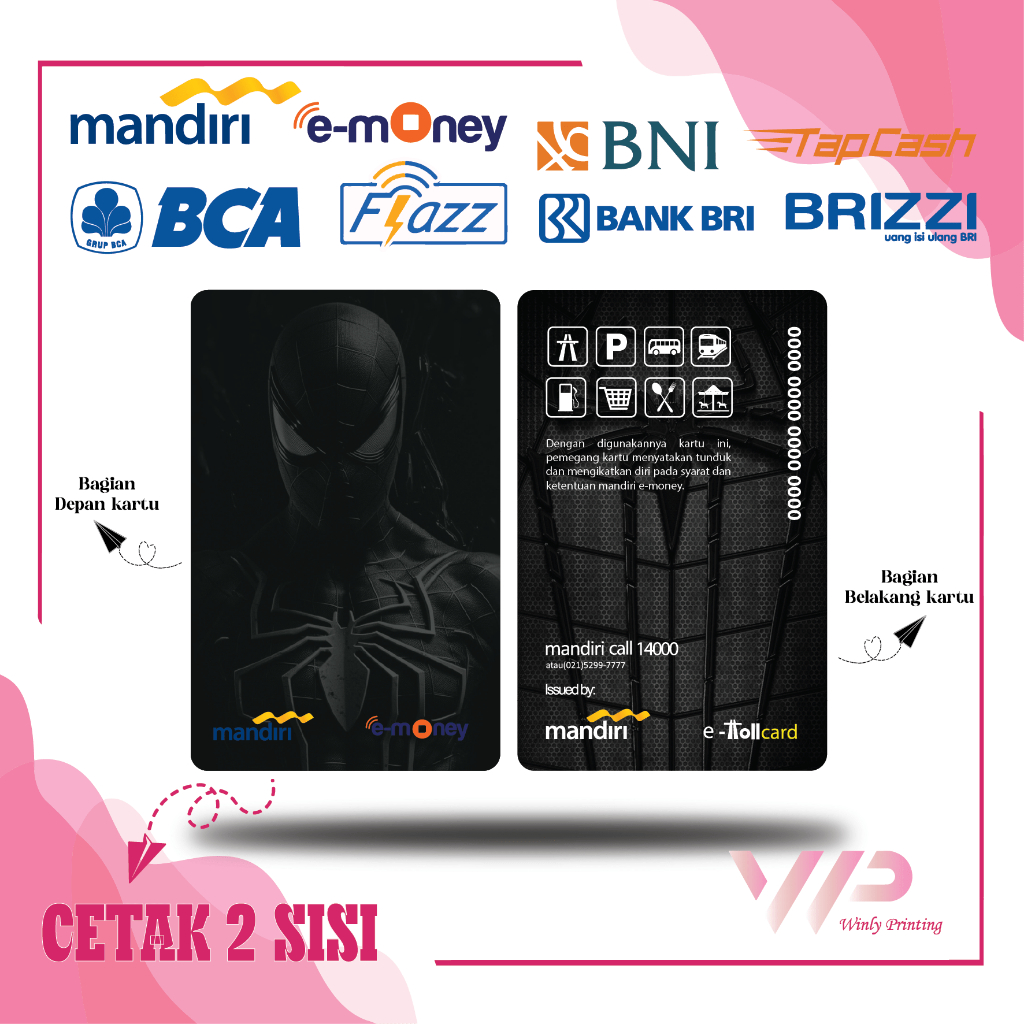 Jual KARTU EMONEY GAMBAR SUPERHERO SPIDERMAN BLACK SUPERHERO E MONEY E TOLL MANDIRI FLAZZ BCA ...