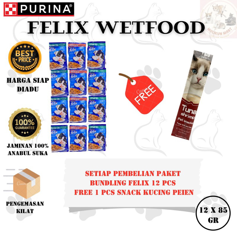 Jual HARGA BUNDLING 12PCS PROMO !!! wet food felix adult / kitten 85 gr ...