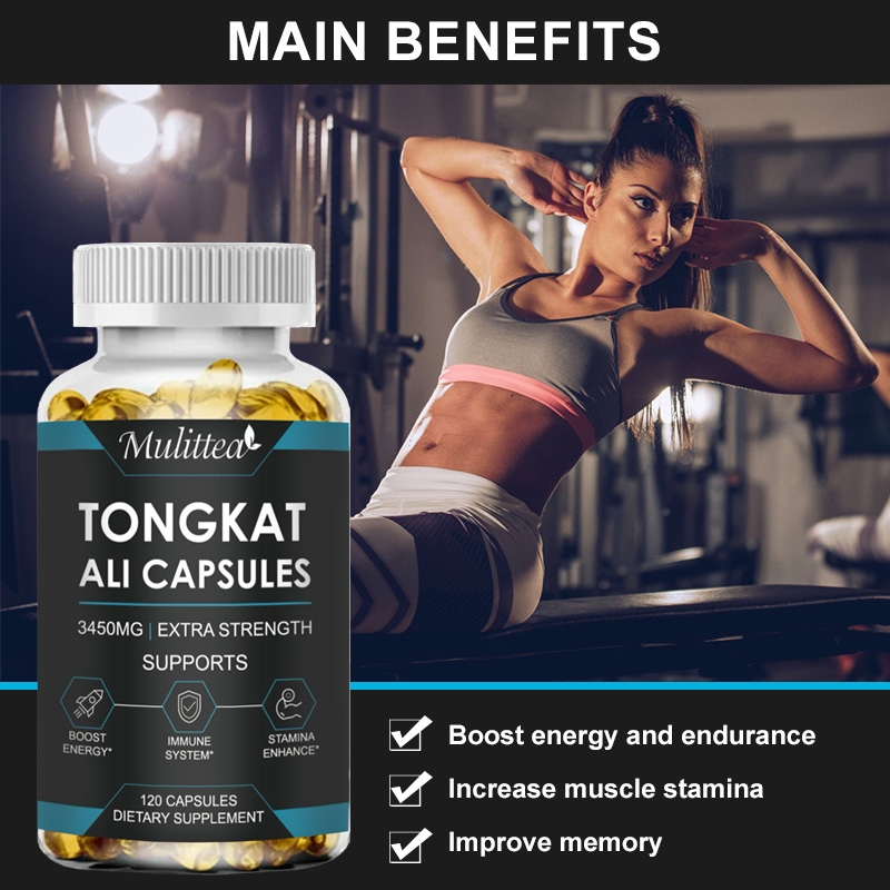 Jual Mulittea Natural Tongkat Ali Root Capsule Support Strength, Energy ...
