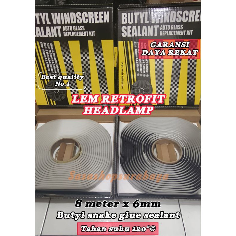 Jual Lem headlamp mika lampu LEM RETROFIT 8meterx6mm ORGAVIL BUTYL ...