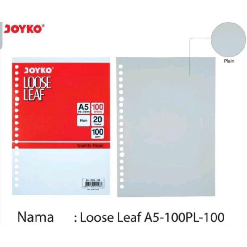 Jual JOYKO, Loose Leaf isi Kertas Binder File A5-100PL PLAIN -100 Lembar/Pack | Shopee Indonesia