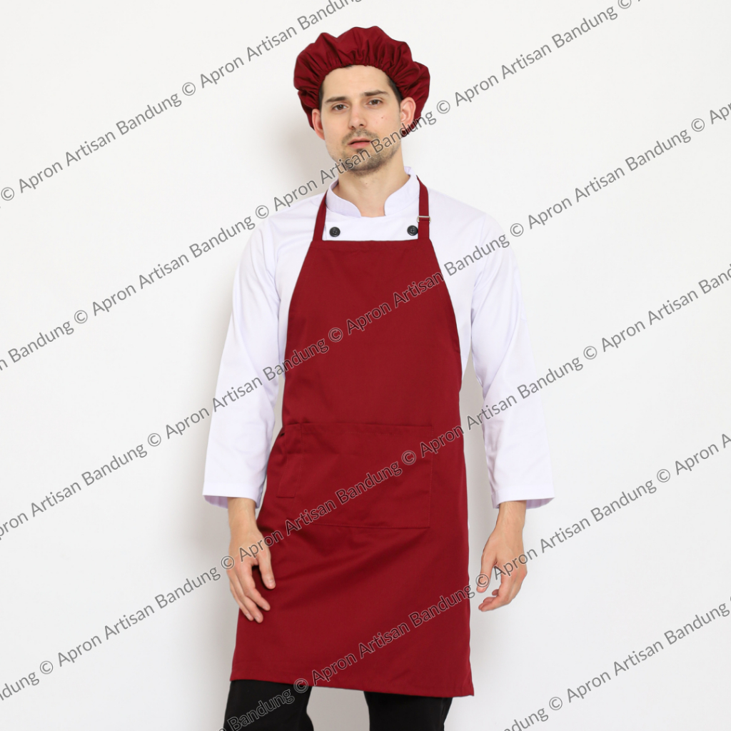 Jual Celemek Masak Full Polos Apron Chef untuk Koki Barista Barberman ...