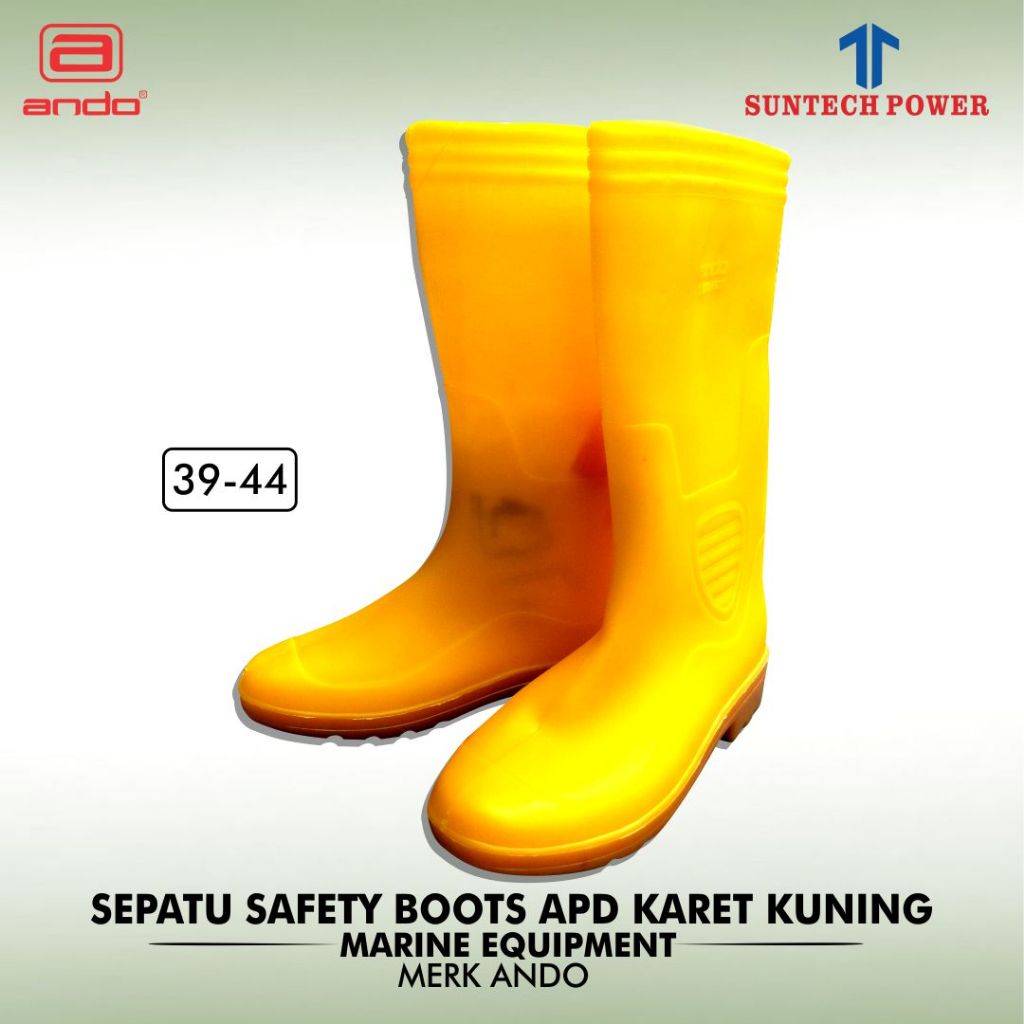 Jual Sepatu Safety Boot Merk Ando Kuning 39 - 44 Rubber Safety Boot ...