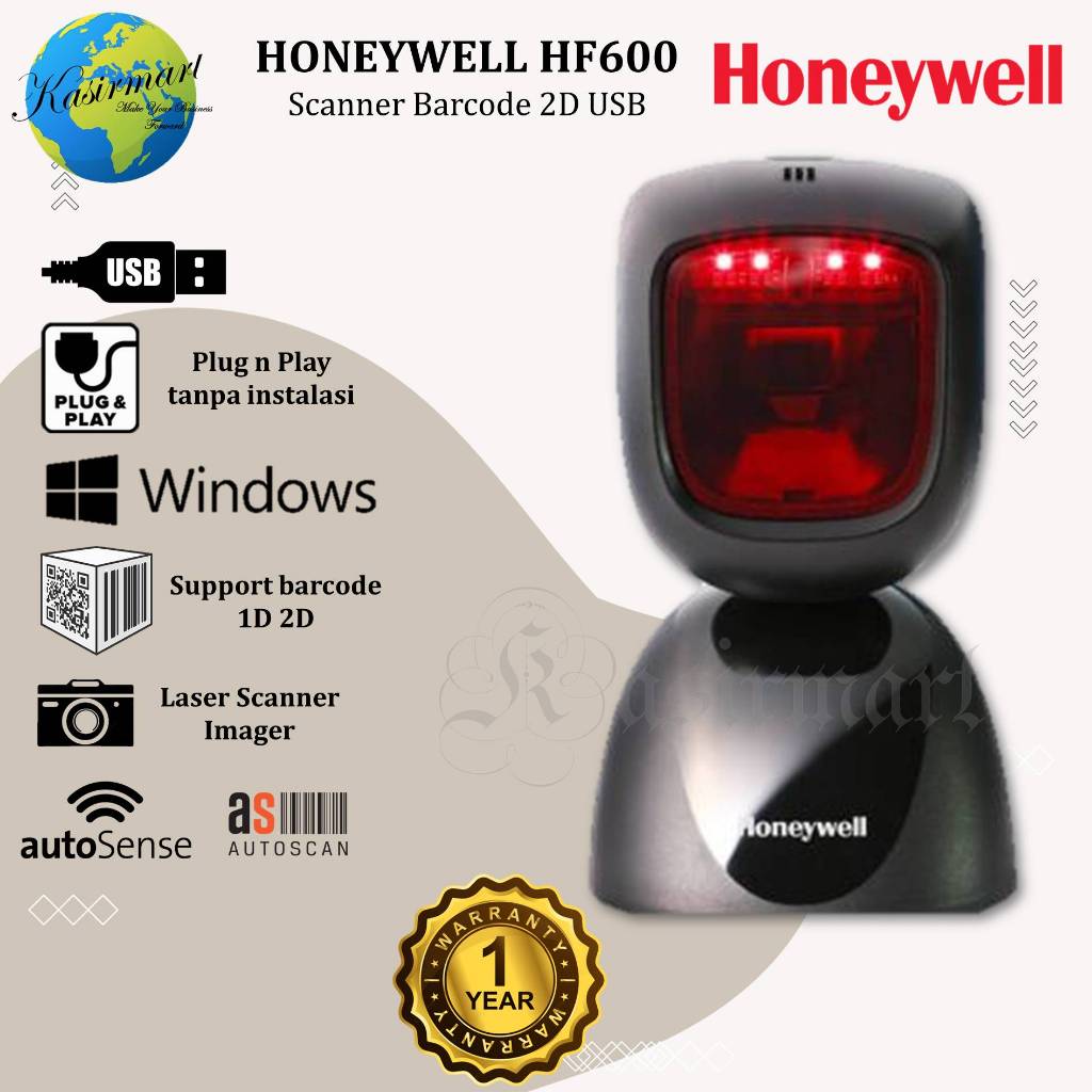 Jual Honeywell Youjie HF600 Scanner Barcode 1D 2D Desktop USB Omni HF-600 HF 600 Scan HP QR ...