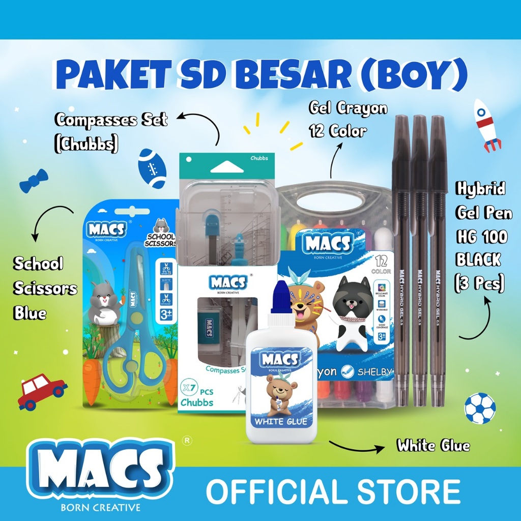Jual MACS Paket SD Besar / Crayon / Pensil / Paket Sekolah | Shopee ...