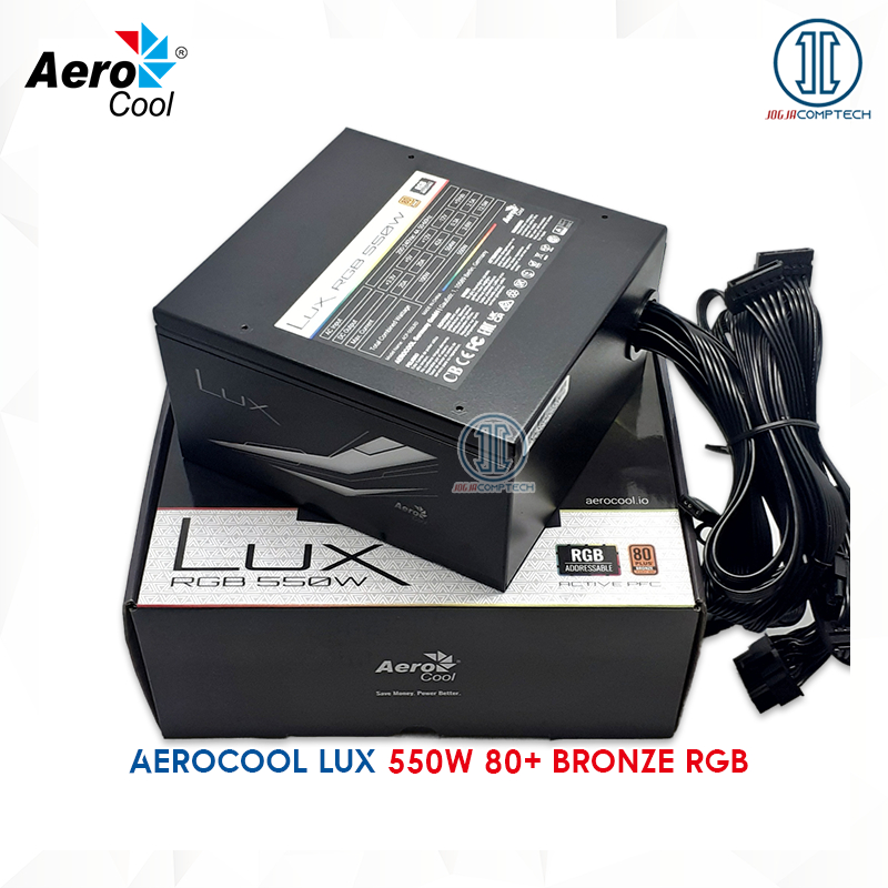 Jual Power Supply PSU Aerocool Lux 550w 80+ Bronze RGB NEW GARANSI ON ...