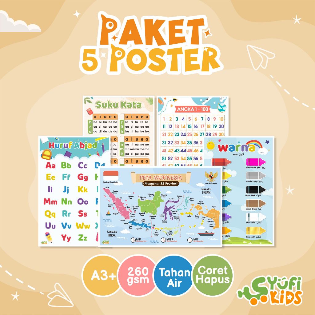 Jual PAKET HEMAT - Paket 5 Poster Edukasi Anak - Poster Belajar -Poster ...