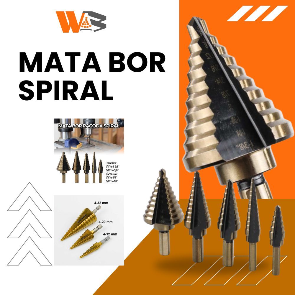 Jual Mata Bor Pagoda Spiral Kerucut Step Drill Mata Bor Besi Pagoda ...