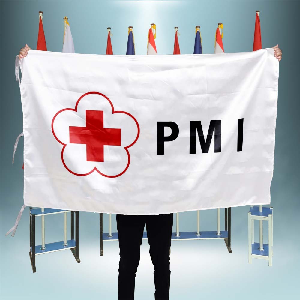 Jual Bendera PMI palang merah indonesia Ukuran Kecil-Besar Bahan Satin ...
