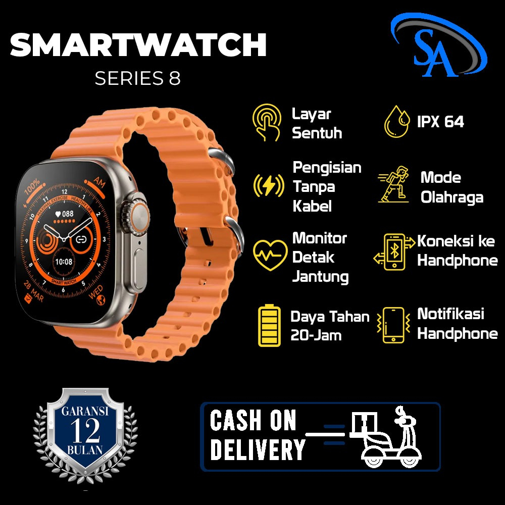 Jual Smartwatch 8 Ultra Bisa Call Sms Bluetooth Deteksi Detak Jantung ...