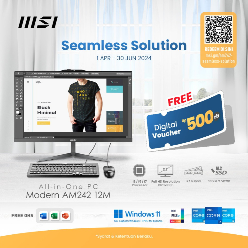 Jual MSI AIO Pc Modern AM242 12M (i5 1235U, 8GB, SSD 512GB, Win 11 ...