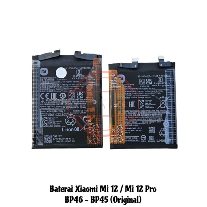 Jual Baterai Battery Xiaomi Mi 12 BP46 / Mi 12 Pro BP45 Original ...