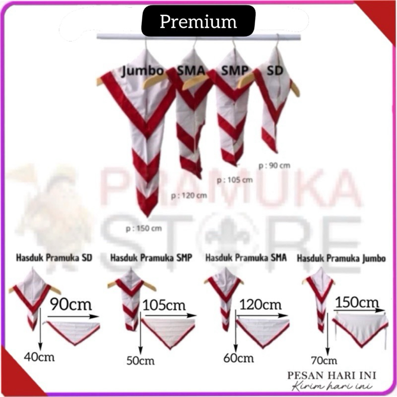 Jual Bijian Hasduk/Kacu Pramuka SUPERHALUS Merah Putih Siaga ...