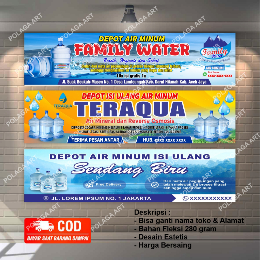 Jual spanduk banner MMT depot air minum isi ulang murah 2x1m bisa Bayar ...