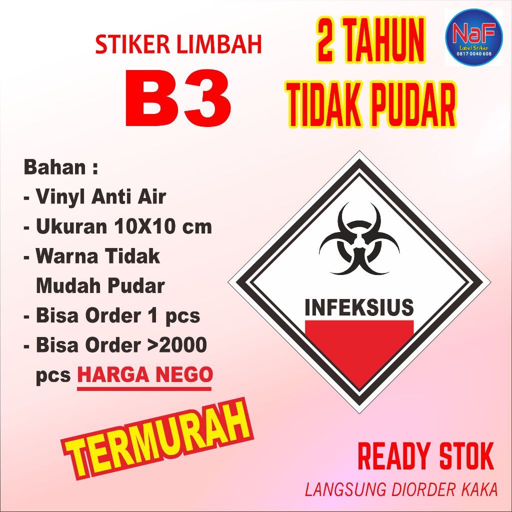 Jual Stiker limbah infeksius B3 label tanda simbol beracun | Shopee ...