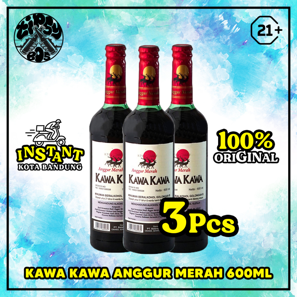 Jual Kawa Kawa Anggur Merah 600ml X 3 Botol - Tipsybos | Shopee Indonesia