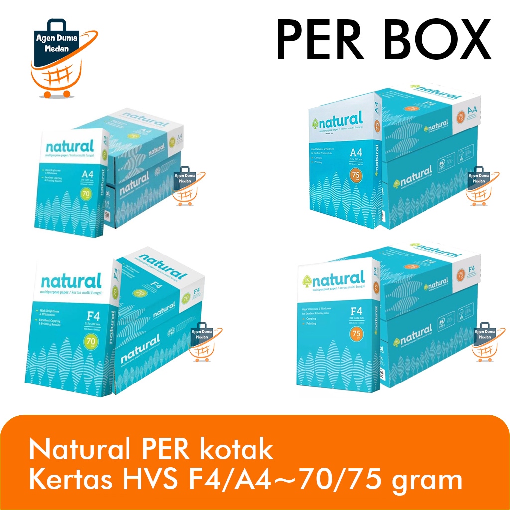 Jual Kertas HVS Natural PER KOTAK 5 RIM A4 F4 70 gram 75 gram | Shopee Indonesia