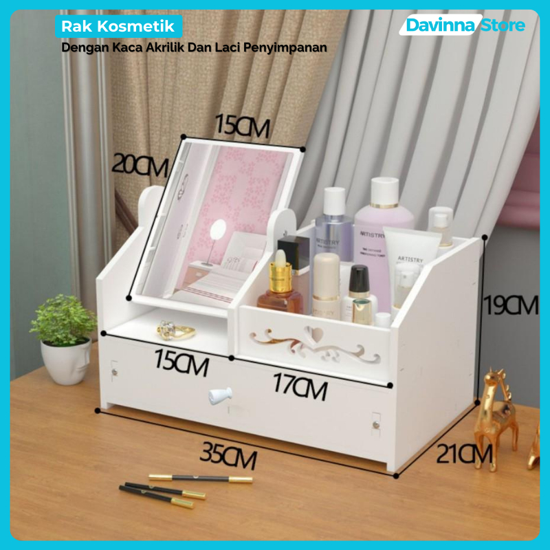 Jual Rak Kosmetik Cermin Persegi Tempat Penyimpanan Make Up Alat ...