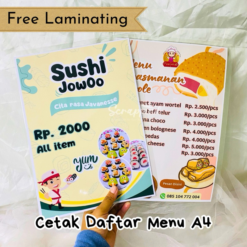 Jual Cetak Daftar Menu + Laminating Ukuran A4 | Shopee Indonesia