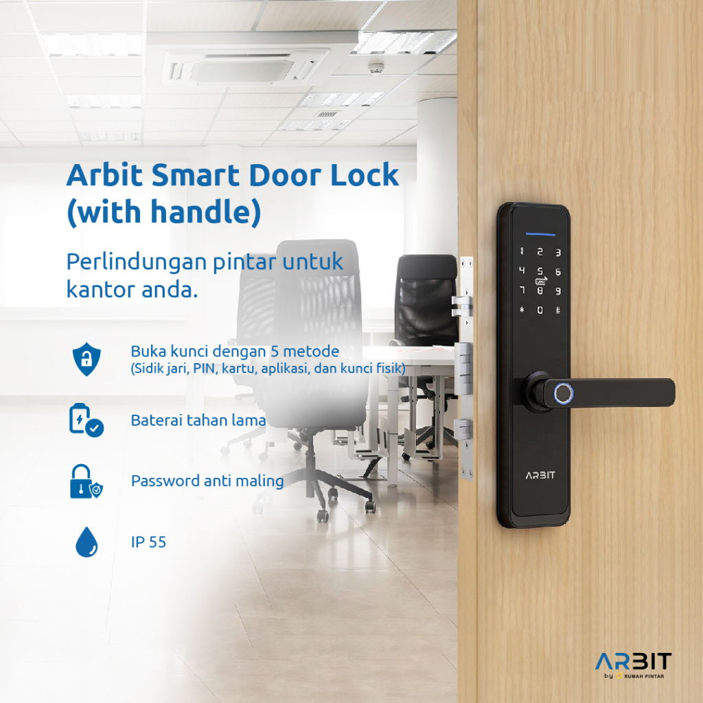 Jual ARBIT Smart WiFi Door Lock With Fingerprint Card PIN Key Kunci ...