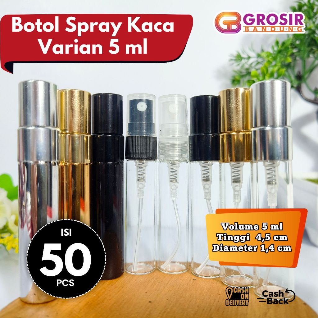 Jual [ISI 50]Botol kaca spray semprot parfum mini travel portable tebal ...