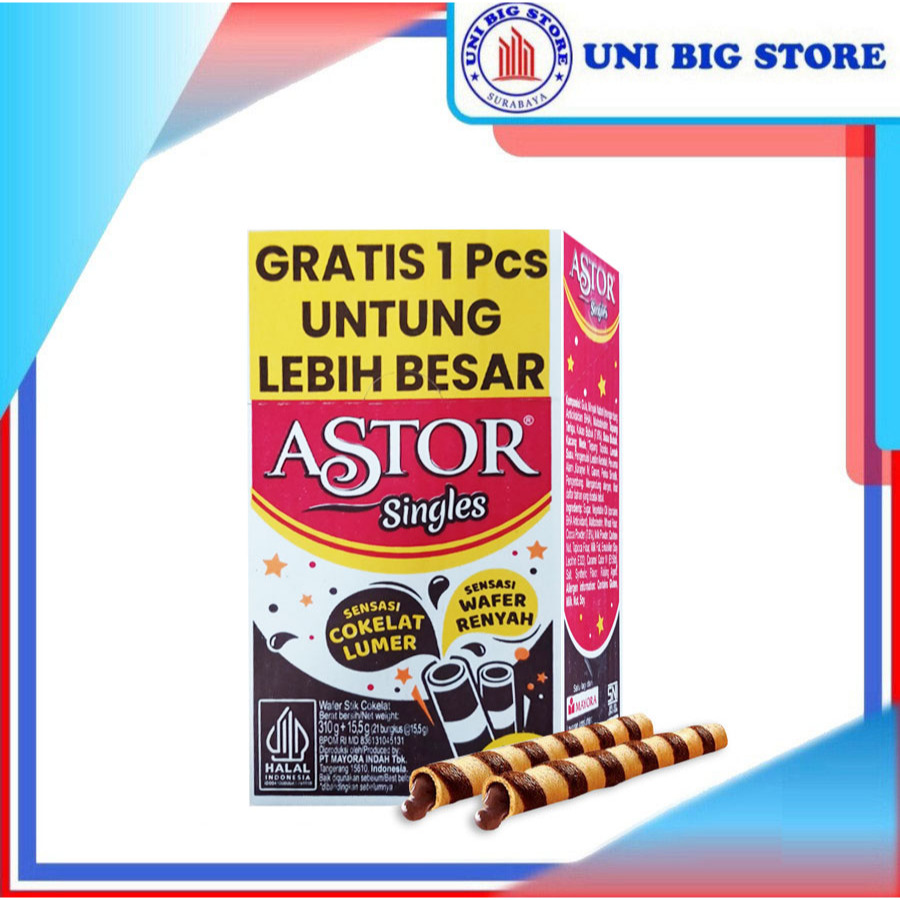 Jual Astor Singles Wafer Stick Chocolate 15 gr x 20 pcs BOX Coklat ...