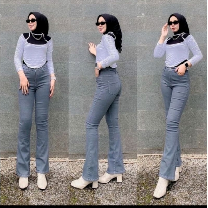 Jual Celana Jeans Wanita Celana Cutbray Highwaist Jeans Cutbray Stretch Melar Kekinian | Shopee ...
