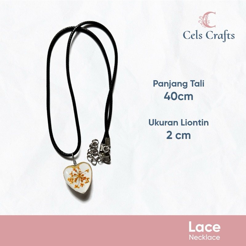 Jual Kalung Liontin Bunga Anne's Lace Asli Resin Berbentuk Hati Cantik ...
