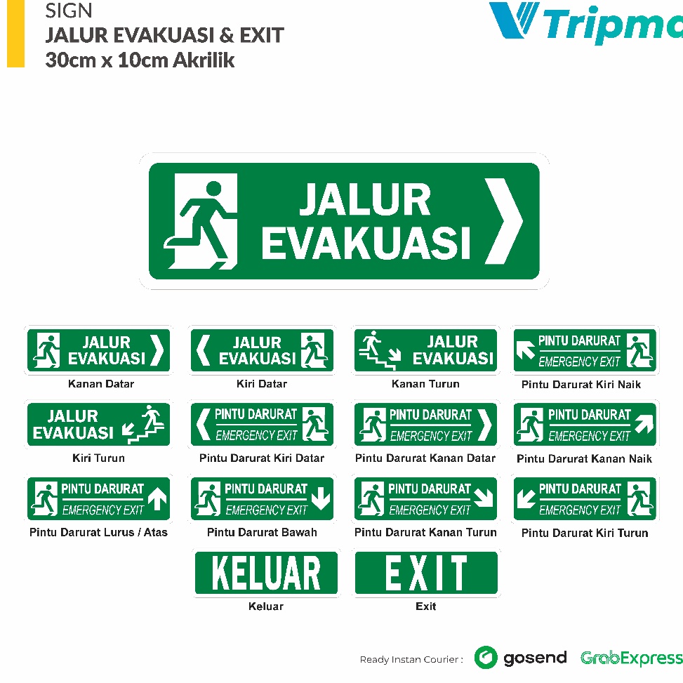 Jual KODE T48K Rambu Jalur Evakuasi Exit 3cm x 1cm Akrilik Sticker ...