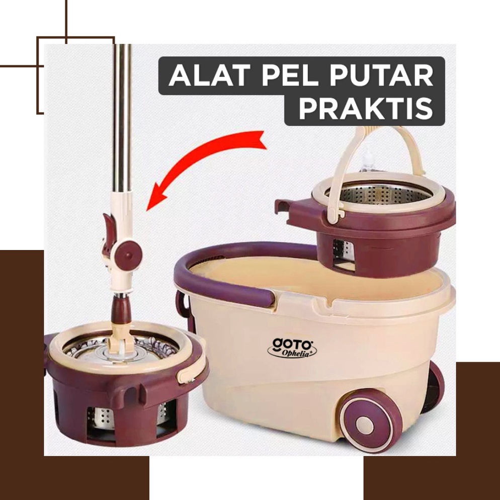 Jual Oke Pr Goto Ophelia Spin Mop Ultra Alat Pembersih Lantai Pel Pelan Set Putar | Shopee Indonesia