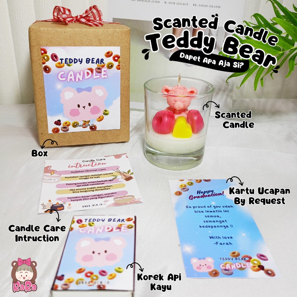 Jual HAMPERS SCANTED CANDLE TEDDY BEAR LILIN AROMA TERAPI TEDDY BEAR ...